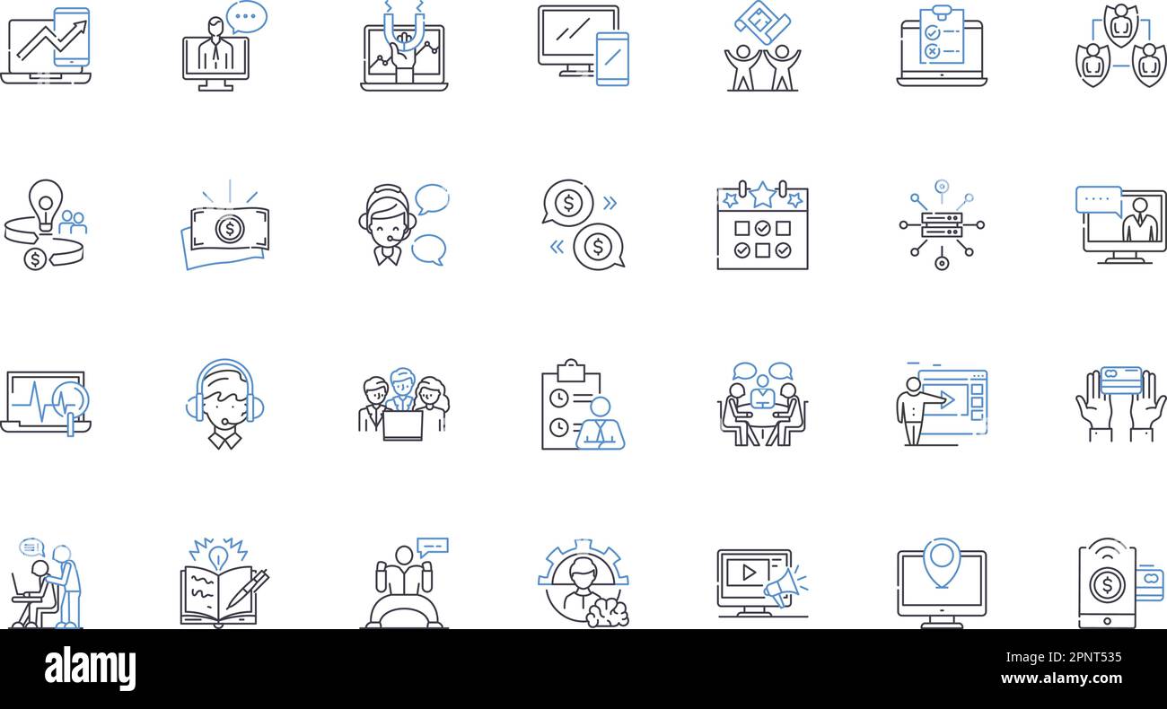 Service introduction line icons collection. Innovative, Professional ...