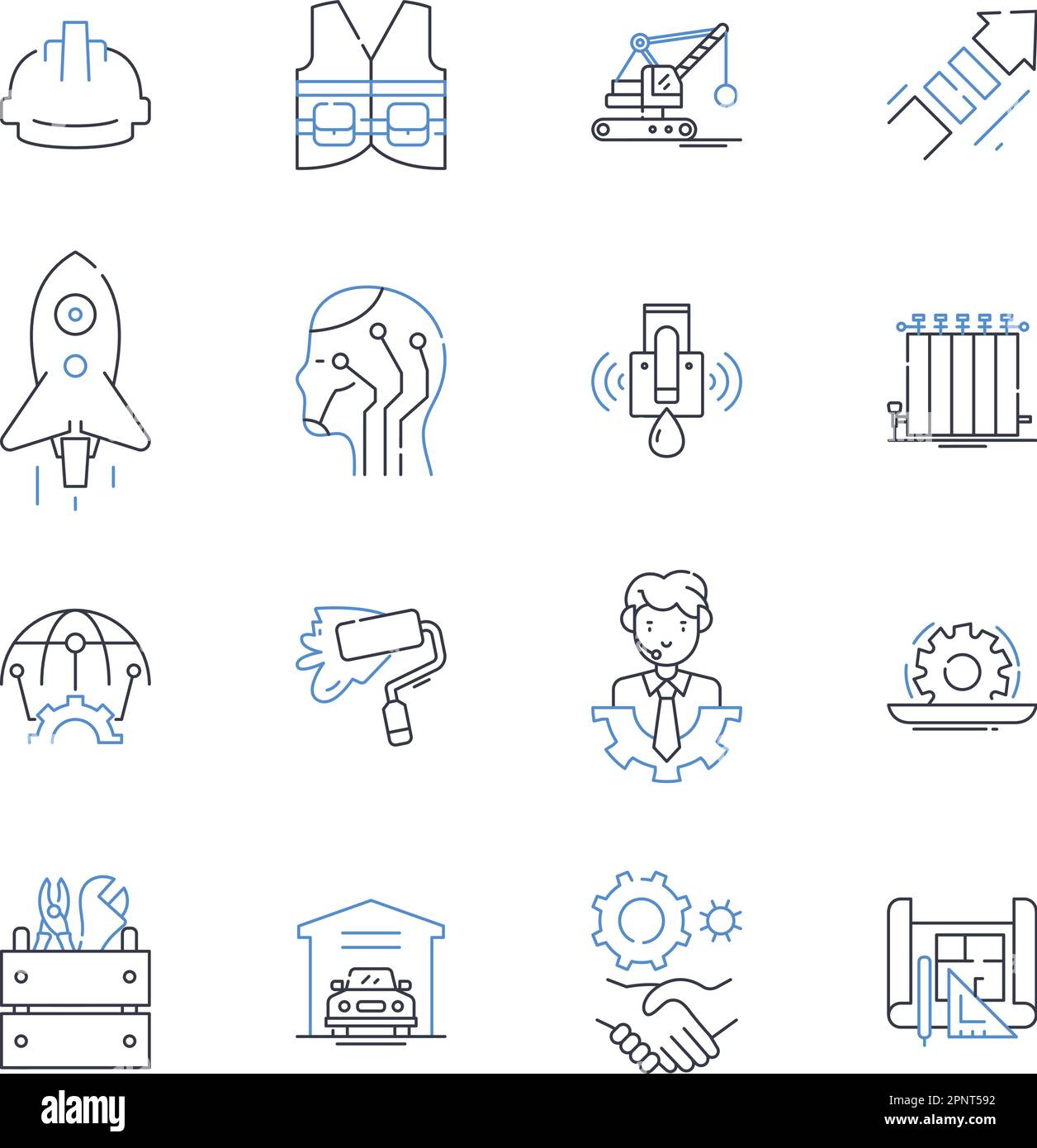 Building management line icons collection. Maintenance, Security ...