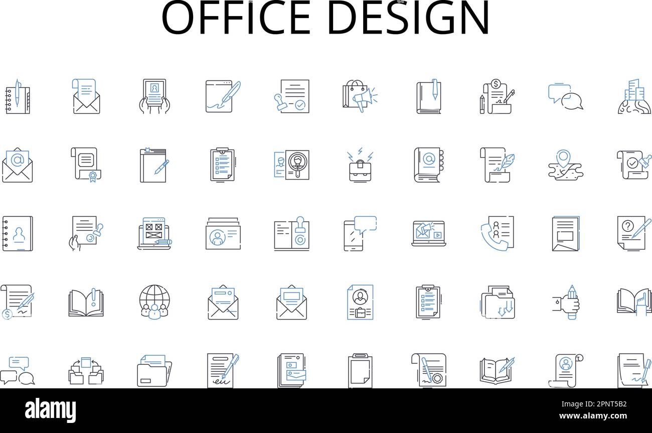 Office Design Line Icons Collection Processor Motherboard Graphics Storage Ram Power