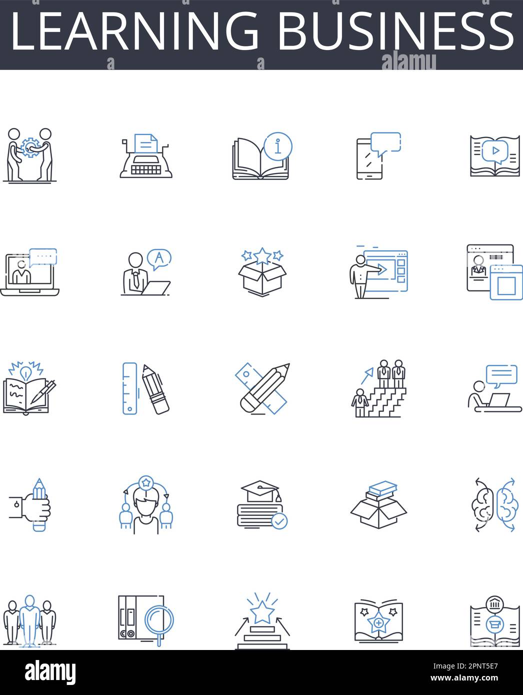 Learning business line icons collection. Advancement, Growth ...