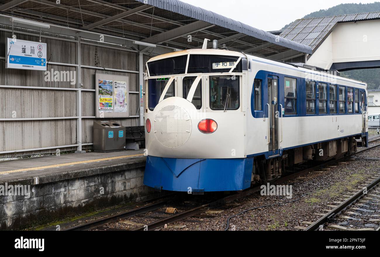 A JR Shikoku KiHa 32 single unit train, decorated to look a like a ...