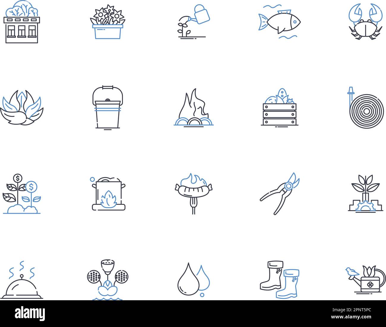 Livestock management line icons collection. Herding, Grazing, Breeding ...