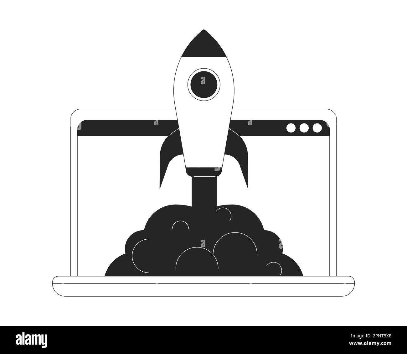 Launch e-commerce business bw concept vector spot illustration Stock ...