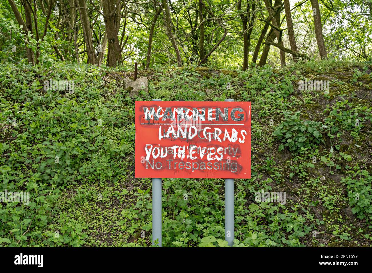No More Land Grabs You Thieves - sign in countryside Stock Photo - Alamy
