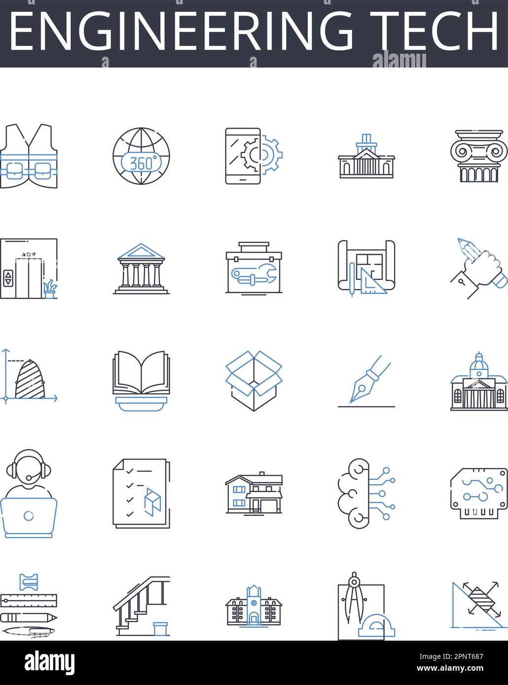 Engineering tech line icons collection. Prosperity, Abundance, Riches ...