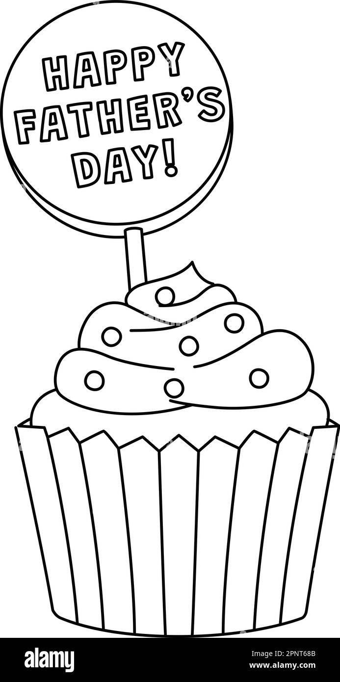 Happy Fathers Day Cupcake Isolated Coloring Page Stock Vector Image Happy Fathers Day Cupcake Isolated Coloring Page Stock Vector Image