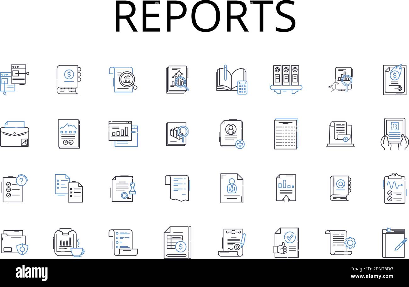 Reports line icons collection. Records, Files, Documents, Accounts ...