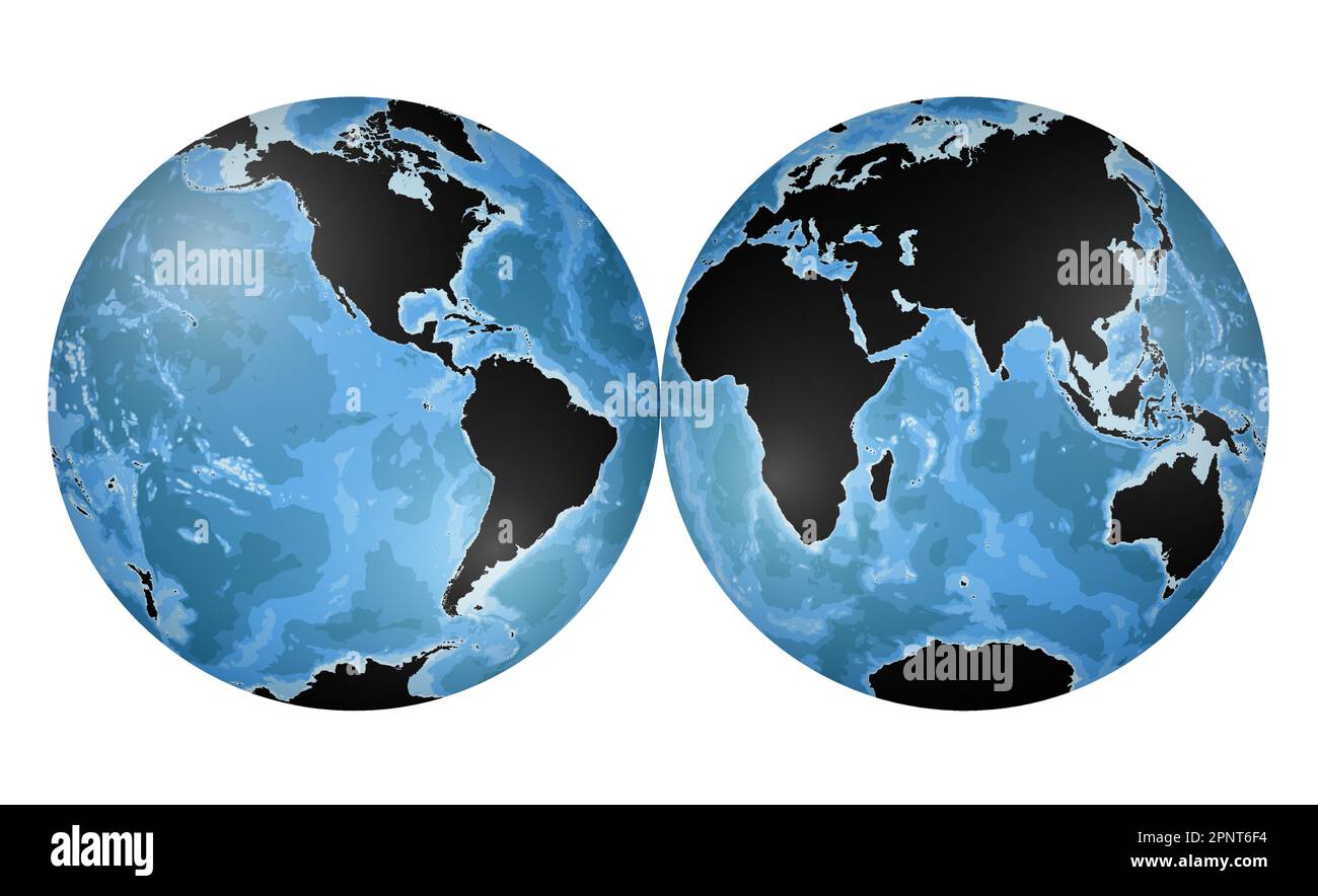 Highly detailed World Map silhouette in globe shape of Earth. Nicolosi ...