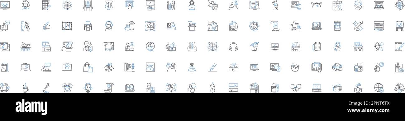 Independent contractor line icons collection. Self-employment ...