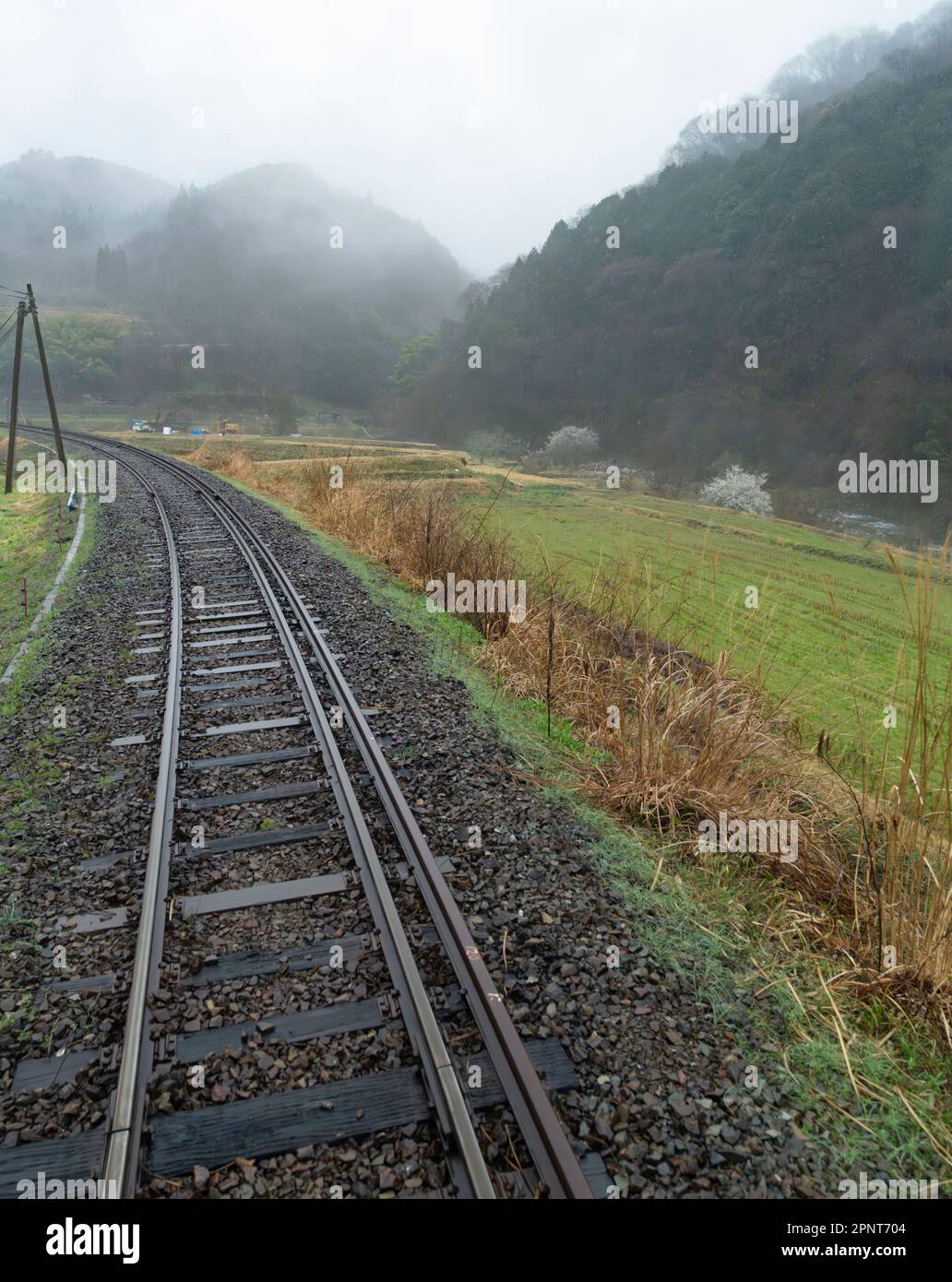 Tracks of the JR West Geibi Line in rural Hiroshima Prefecture, Japan ...