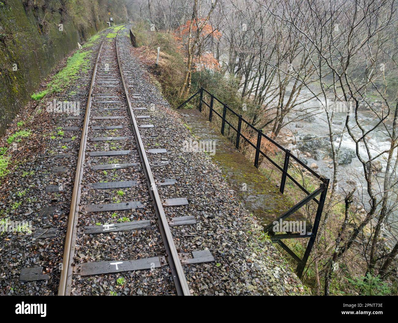 Tracks of the JR West Geibi Line along the Nariwa River in Hiroshima ...