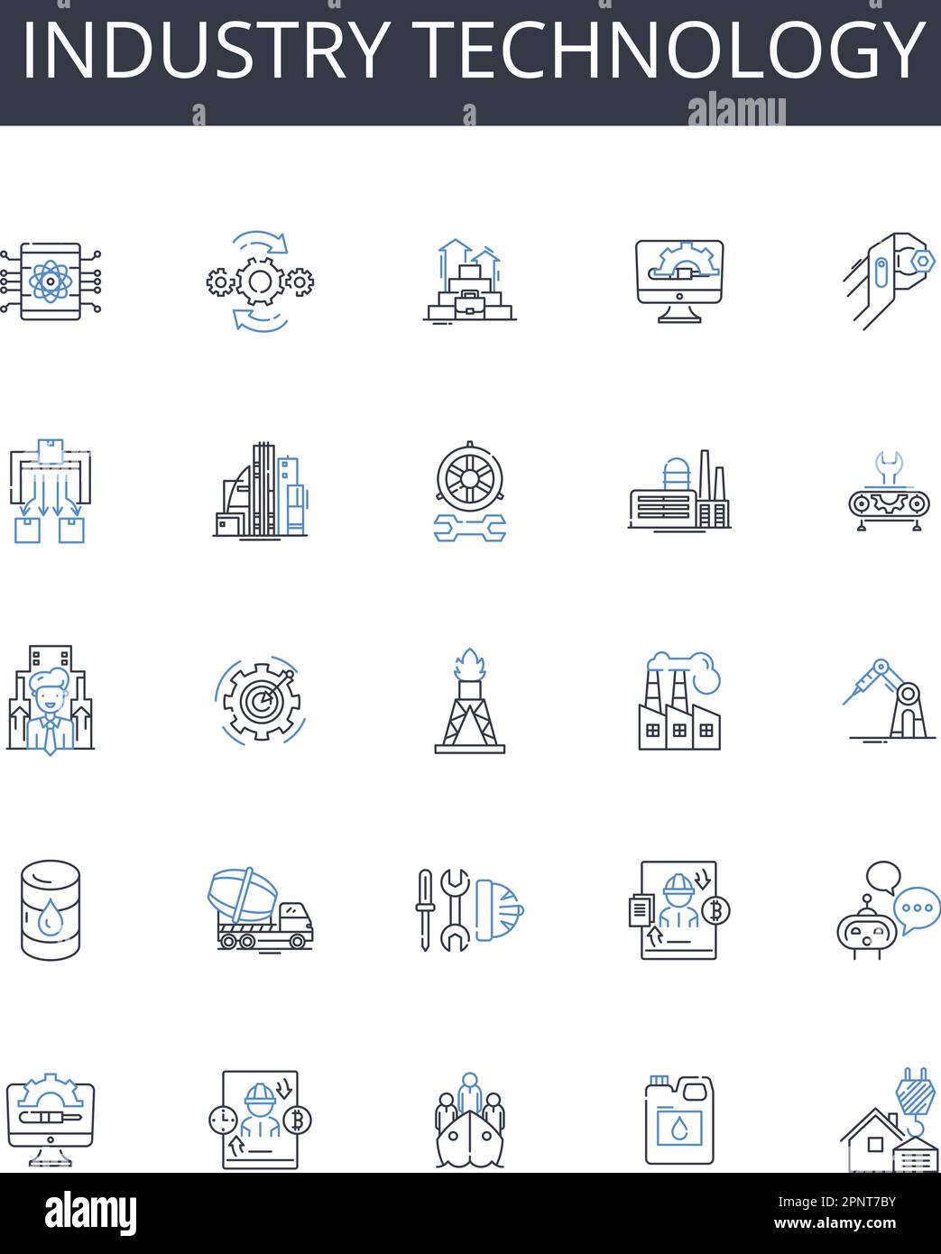 Industry Technology Line Icons Collection Manufacturing Engineering