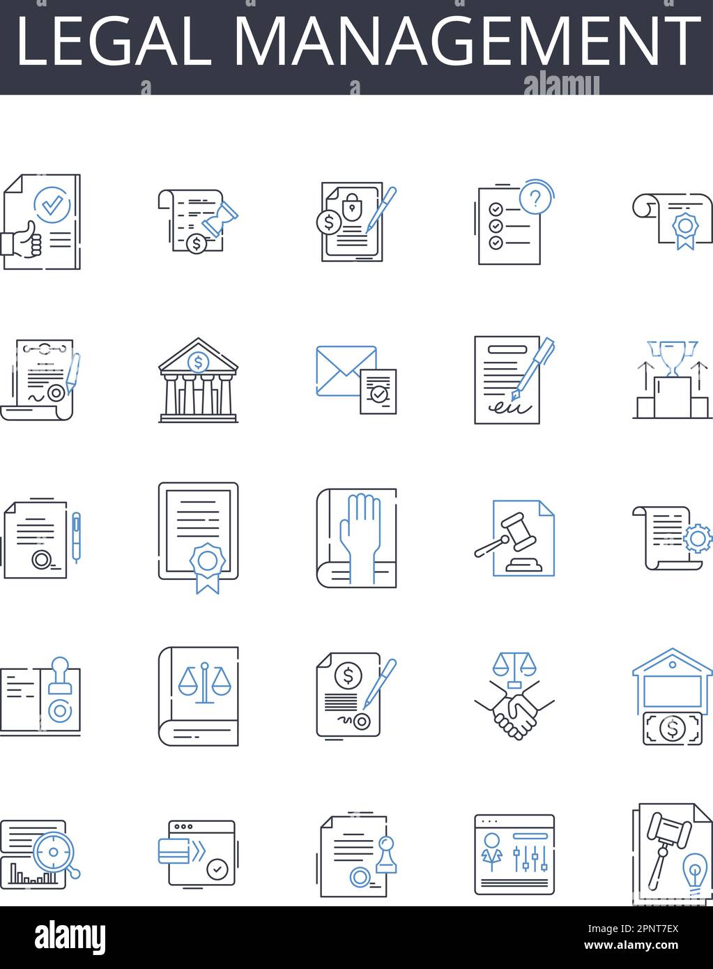 Legal management line icons collection. Medical administration ... Legal management line icons collection. Medical administration ...