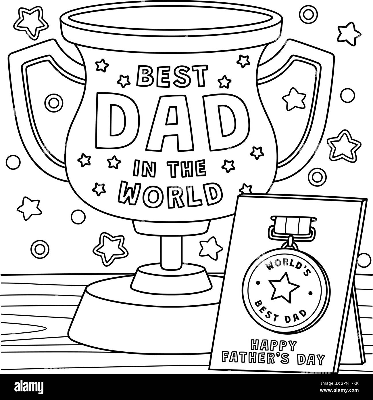 Fathers Day Trophy and Medal Coloring Page Stock Vector Image & Art - Alamy