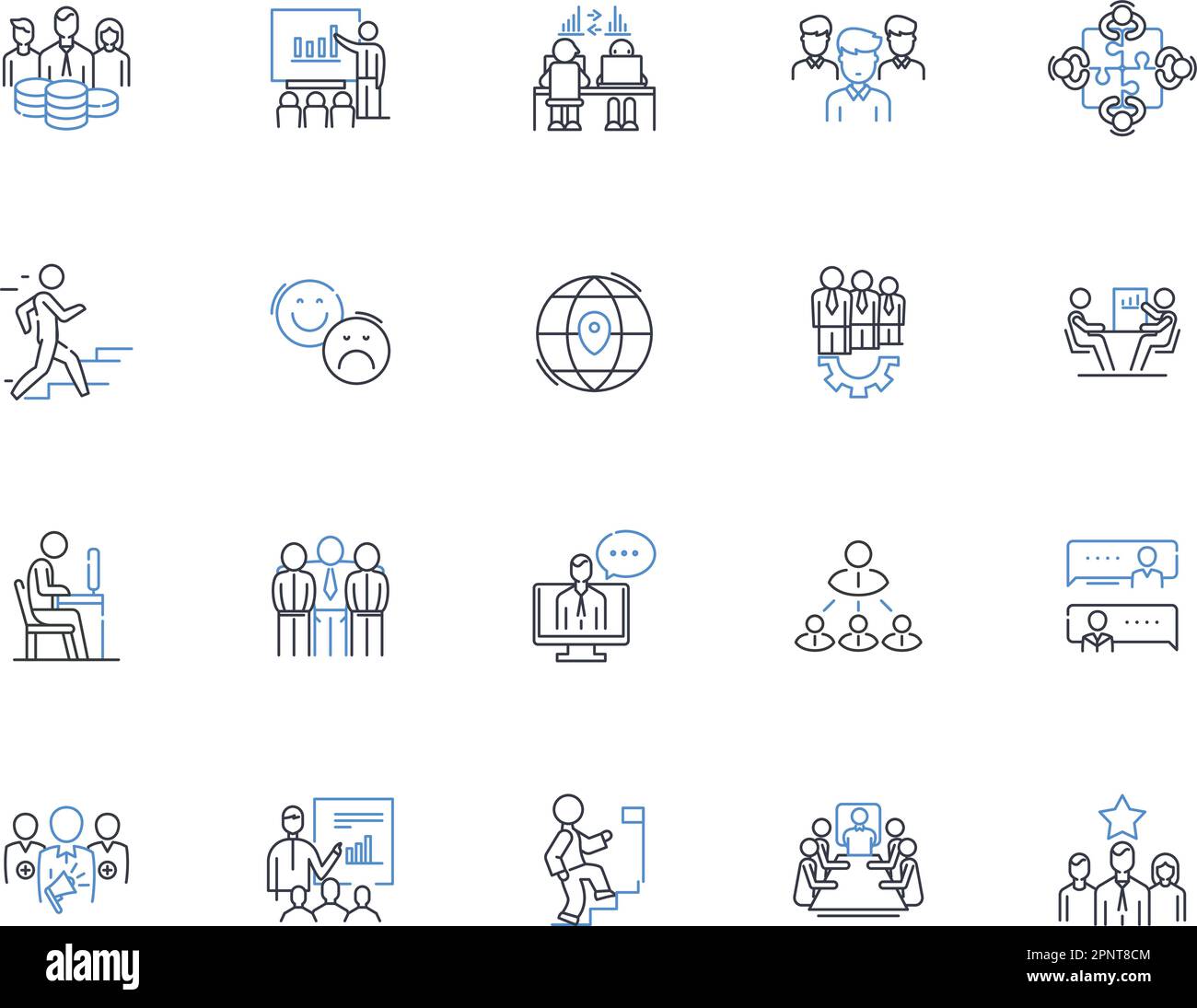 Corporate communications line icons collection. Messaging, Strategy ...