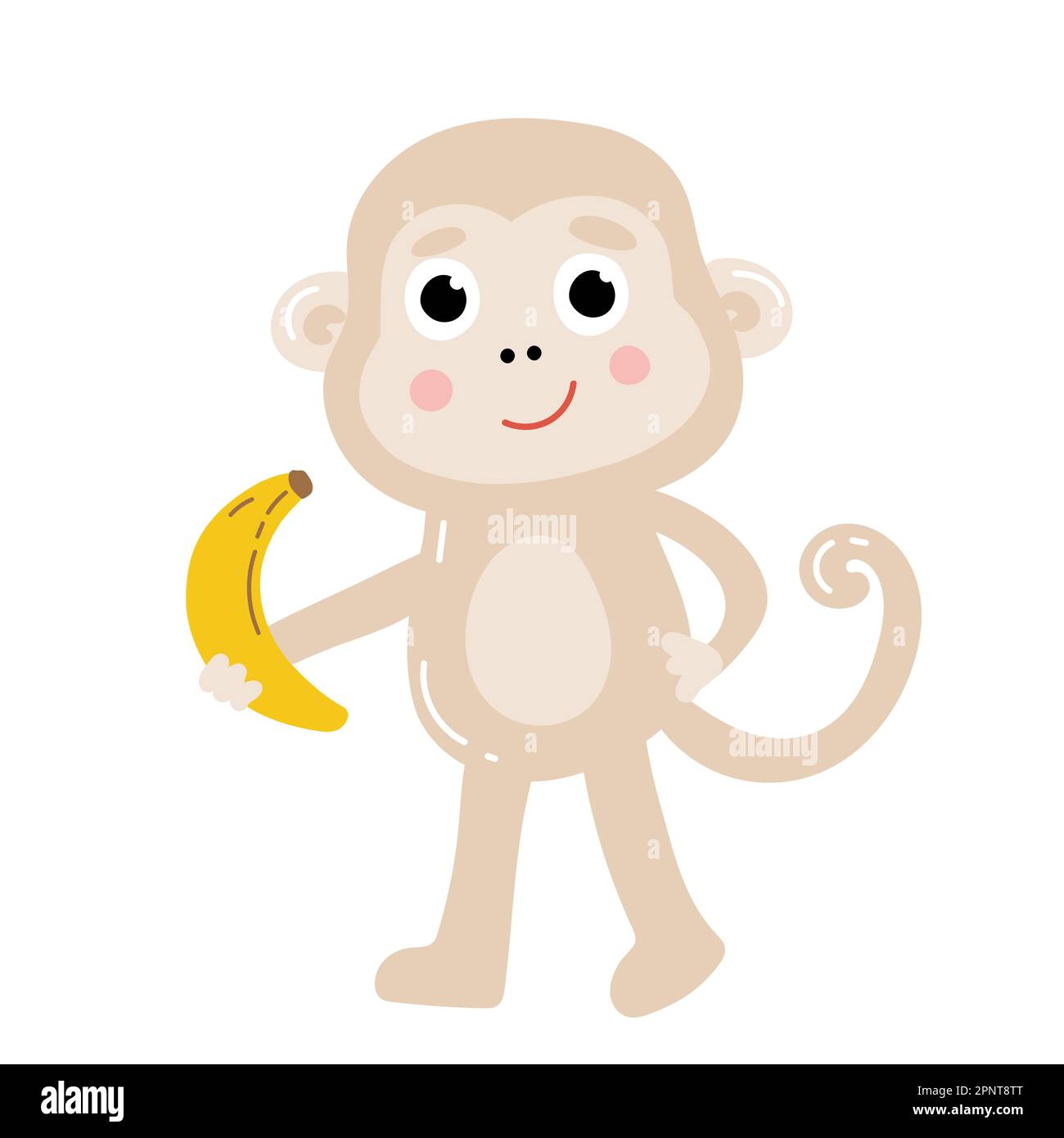 vector illustration of Cute monkey cartoon eating banana Stock Vector Image & Art - Alamy