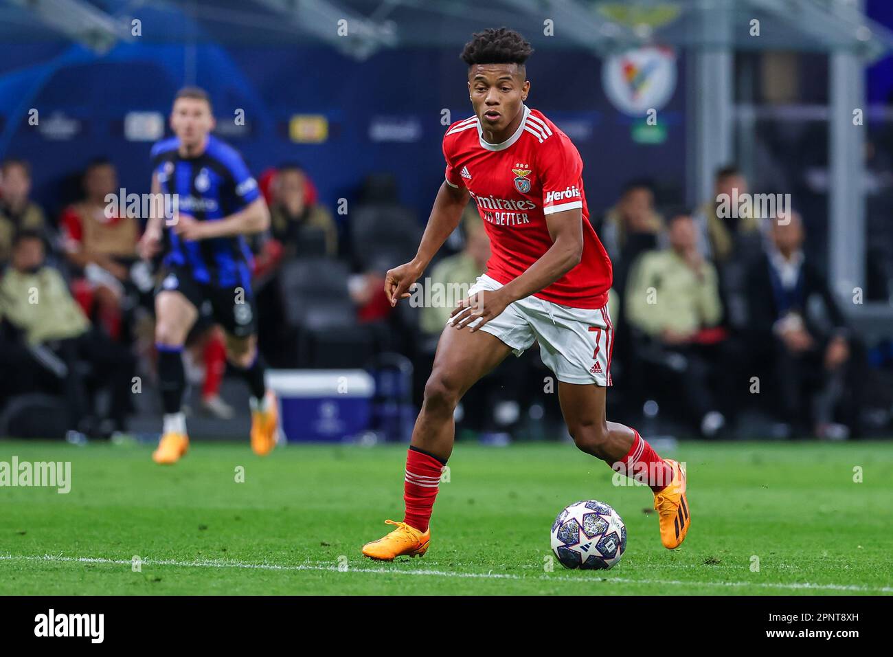 David Neres of SL Benfica in action during the UEFA Champions League ...