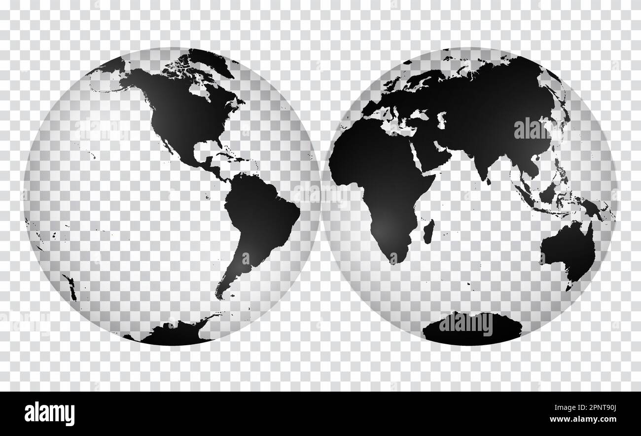 Transparent World Map in globe shape of Earth. Nicolosi globular ...