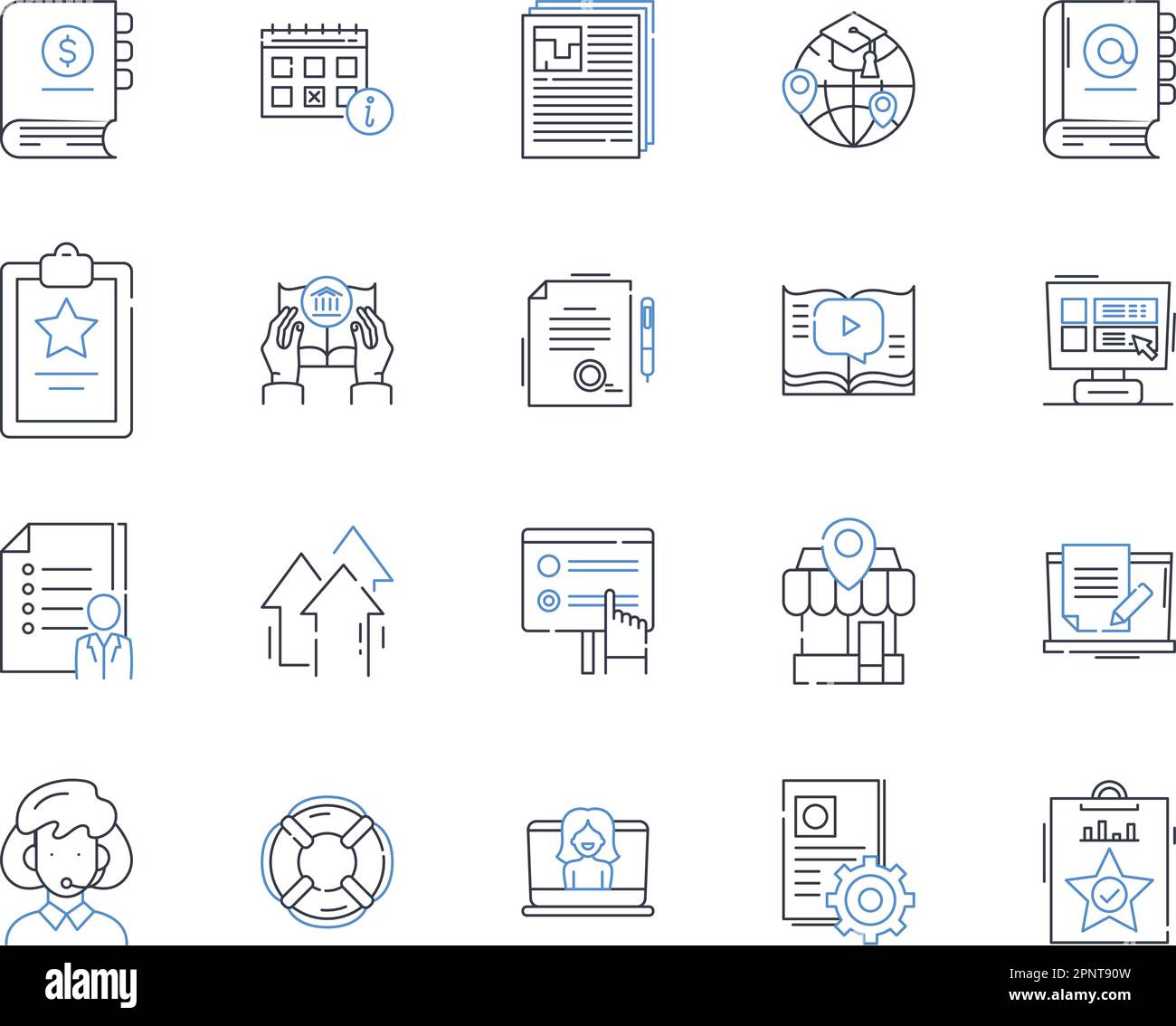 Web education line icons collection. e-learning, online courses ...