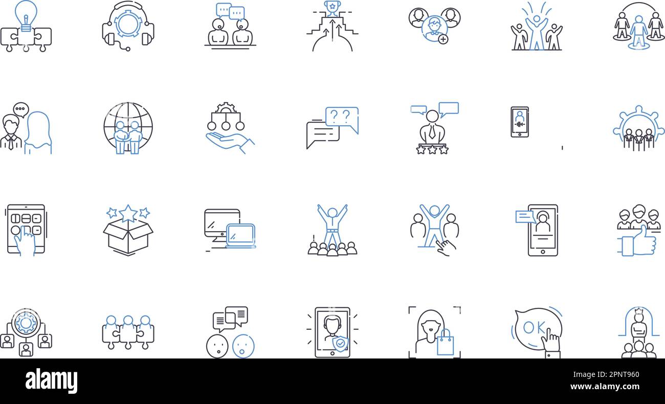 Account Assistance Line Icons Collection Support Help Guidance