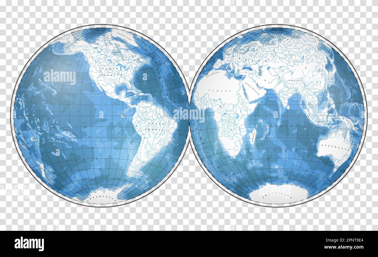 Highly detailed World Map silhouette in globe shape of Earth. Nicolosi ...