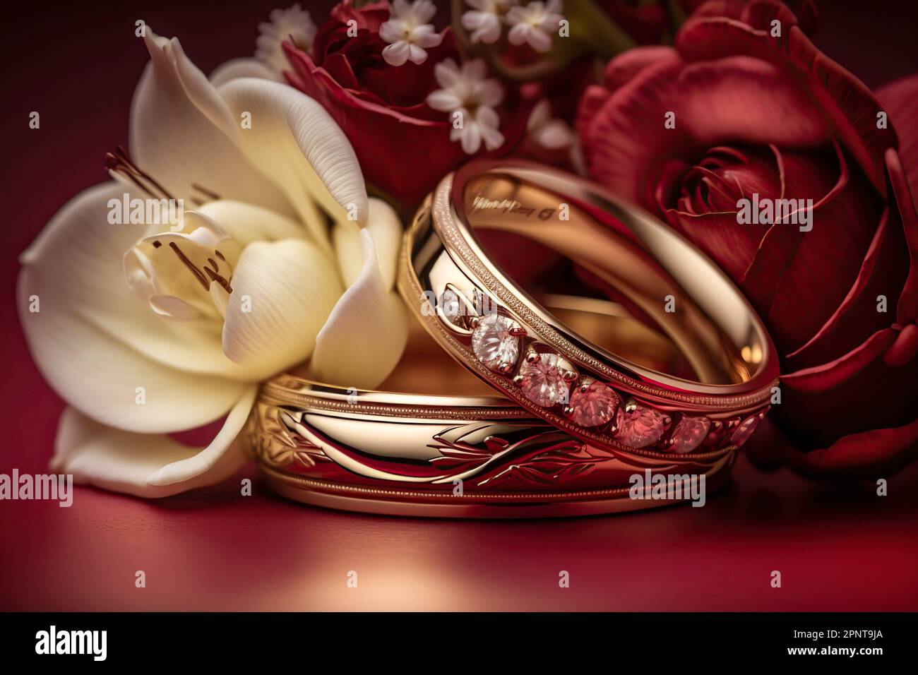 Romantic Treasures: A Delicate Bouquet and Symbolic Rings for Eternal ...