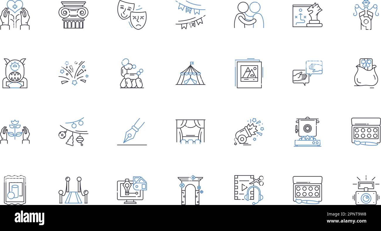 Entertainment time line icons collection. Fun, Laughter, Joy, Happiness ...