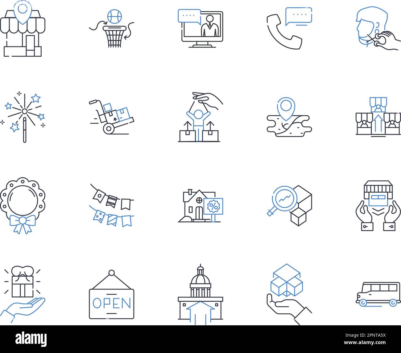 Local mail delivery line icons collection. Courier, Parcel, Postman ...