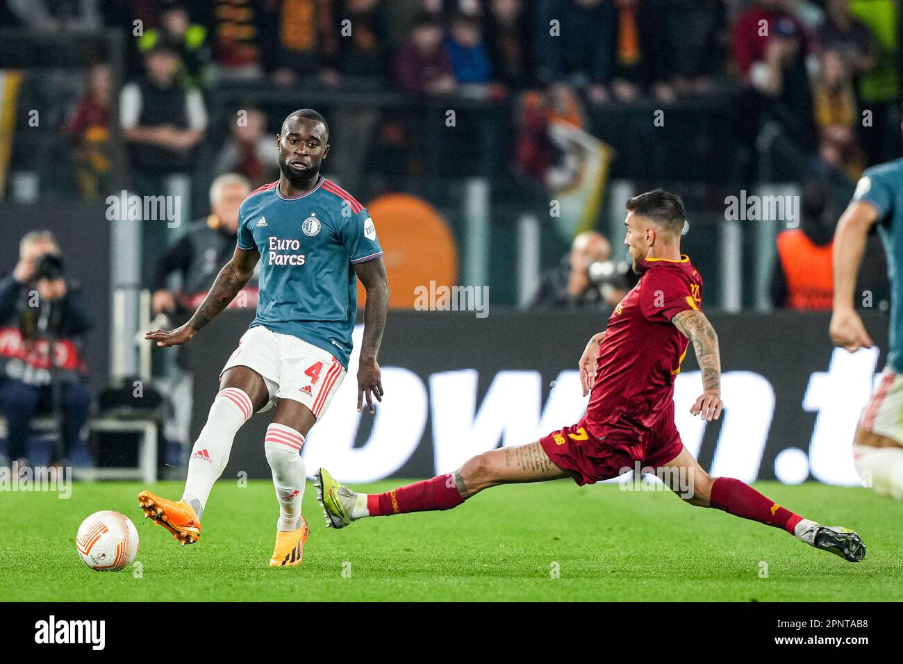 Rome, Italy. 20th Apr, 2023. Rome - Lutsharel Geertruida of Feyenoord during the match between ...