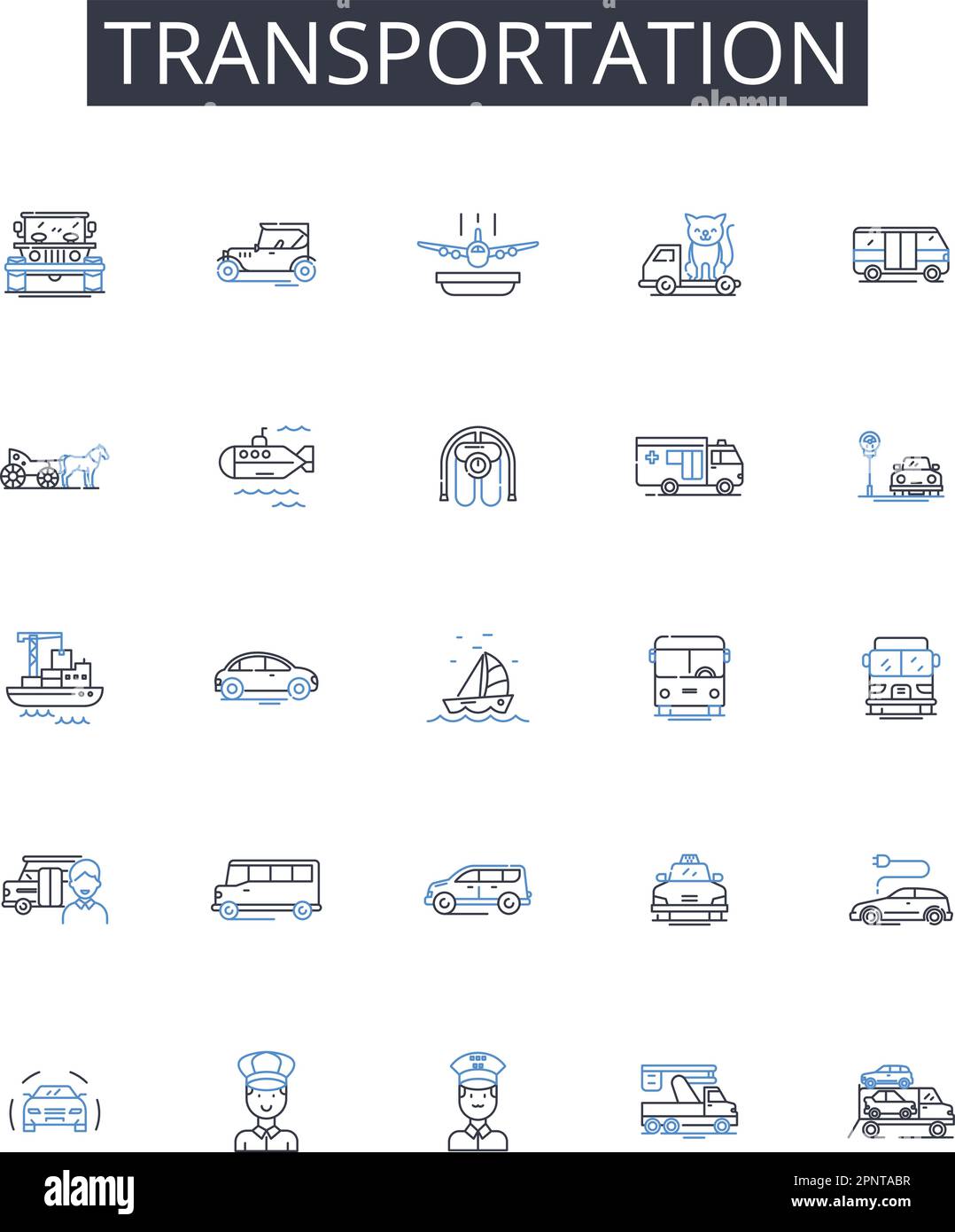 Transportation Line Icons Collection Commute Transit Travel Conveyance Carriage Convoy