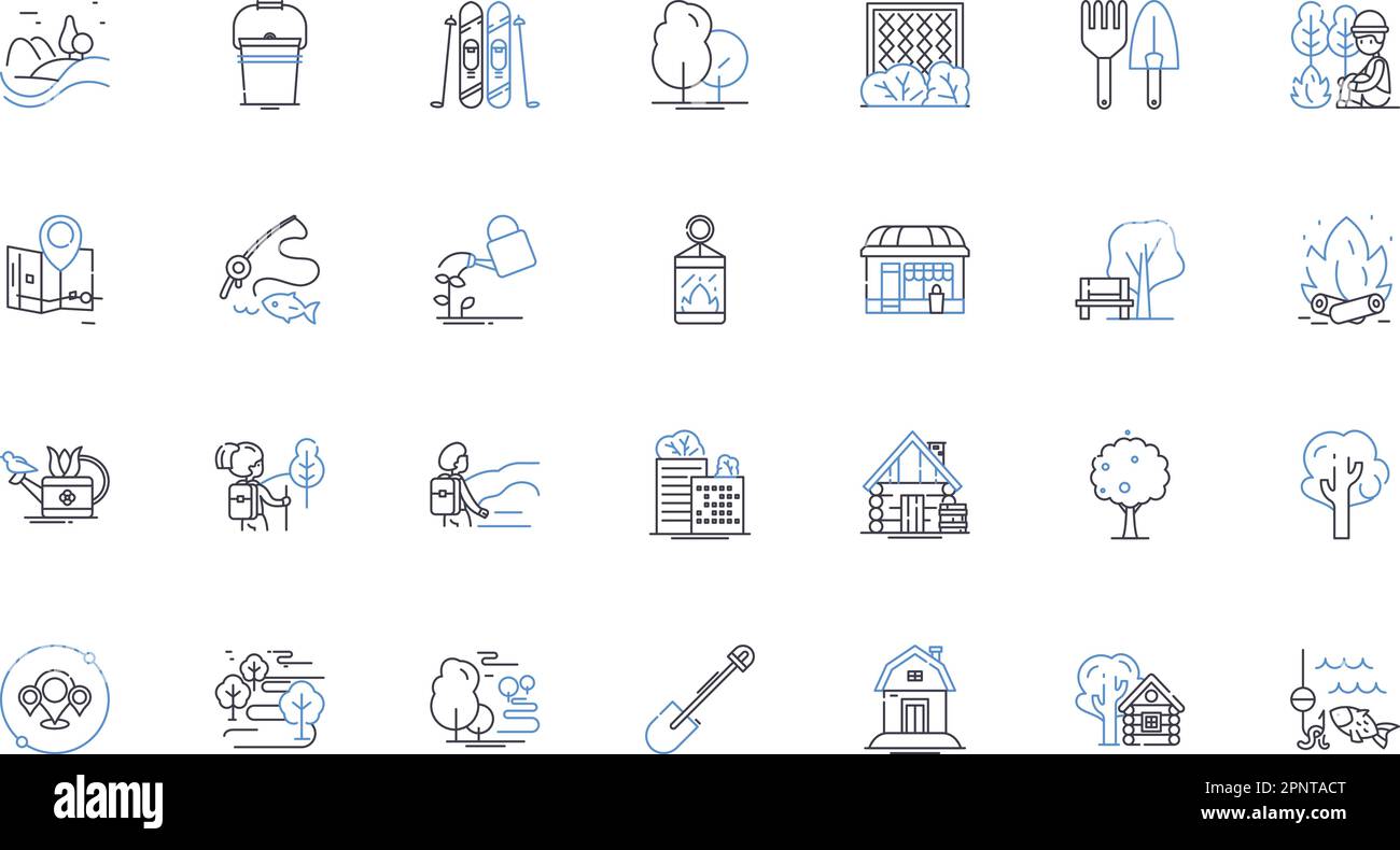 Outpost line icons collection. Isolation, Wilderness, Perseverance ...