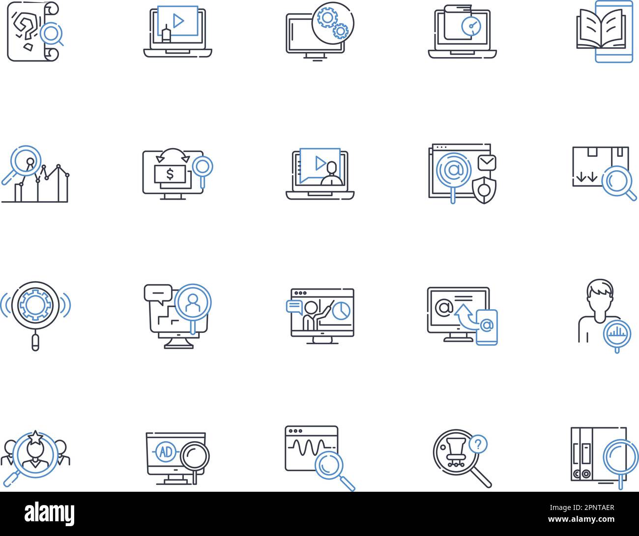Observation Line Icons Collection Insight Perception Surveillance Examination Scrutiny