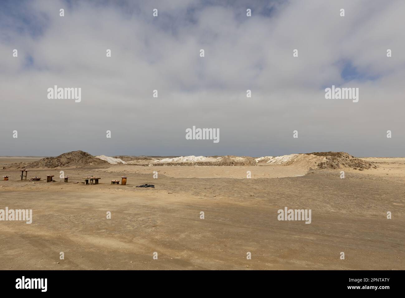 hills of extraceted salt in Namibia Stock Photo - Alamy