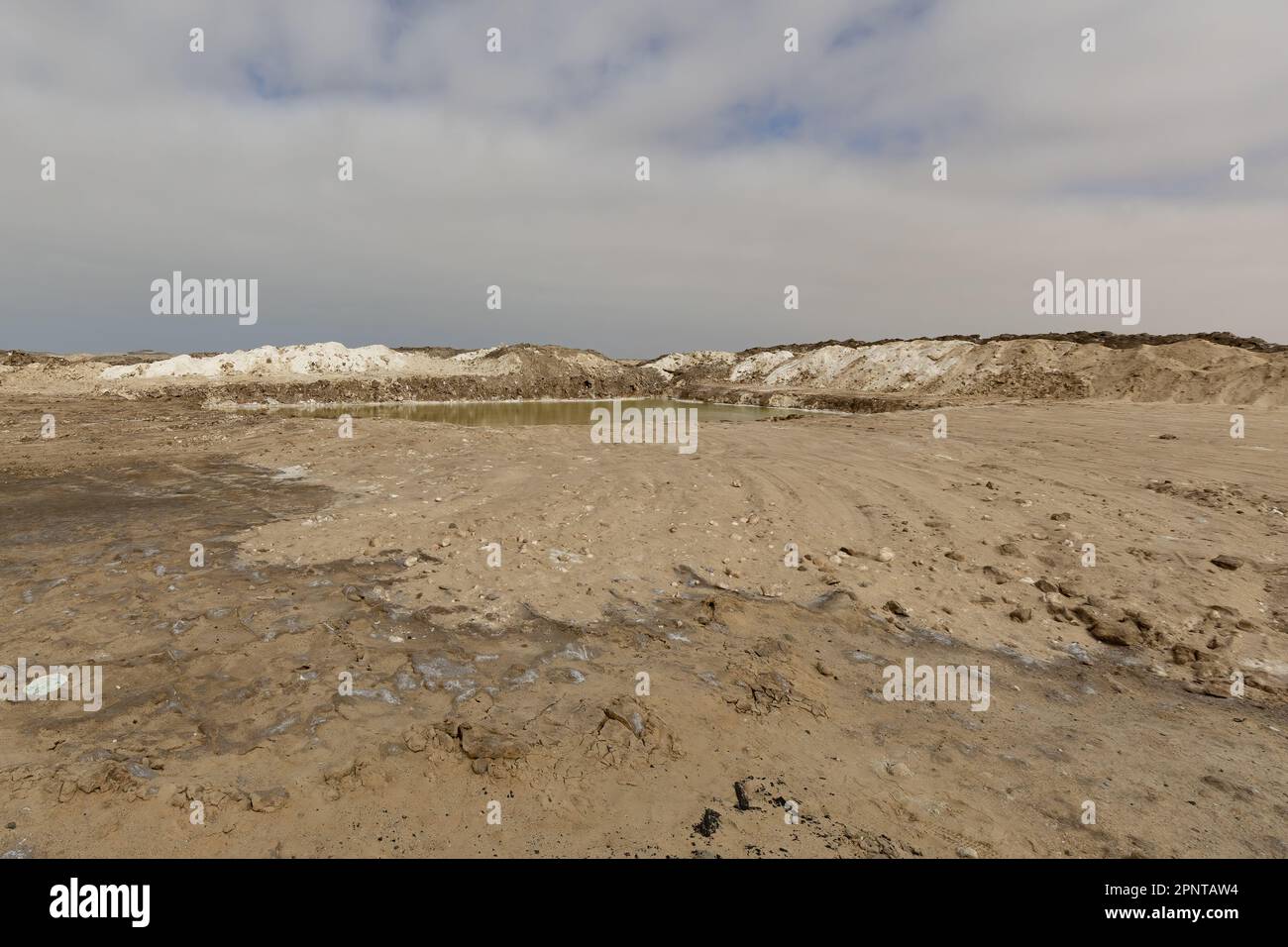 hills of extraceted salt in Namibia Stock Photo - Alamy