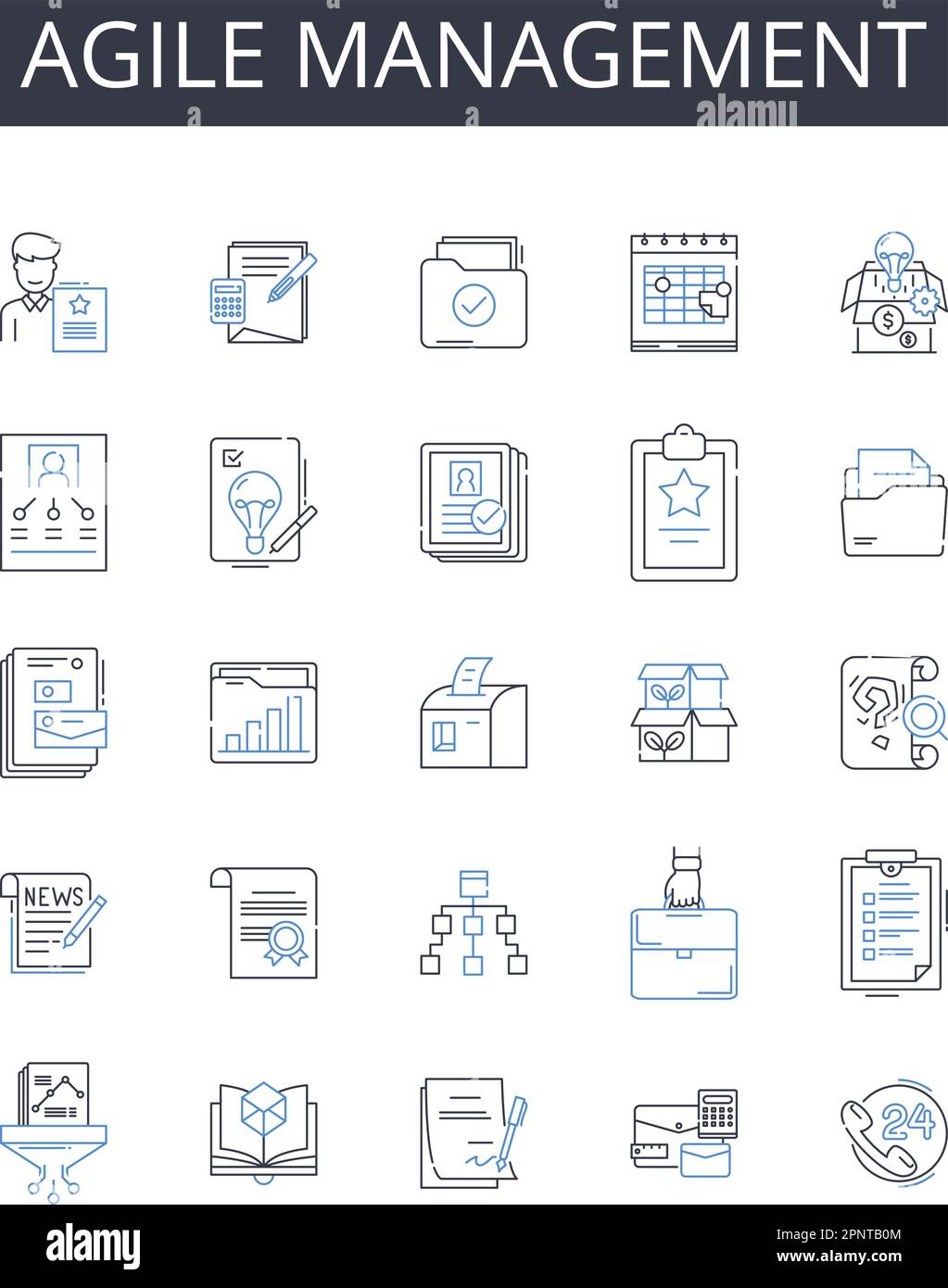 Agile Management Outline Icons Collection Lean Leadership Dynamic