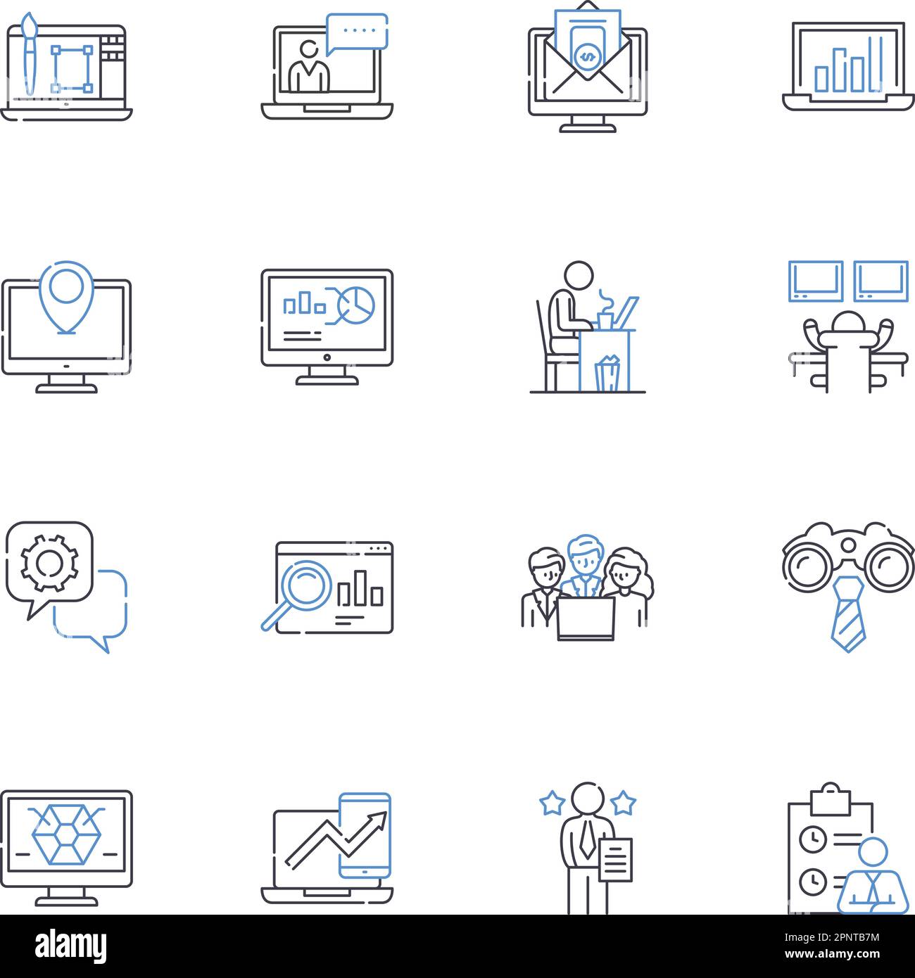 Team supervision line icons collection. Coaching, Collaboration, Communication, Coordination ...