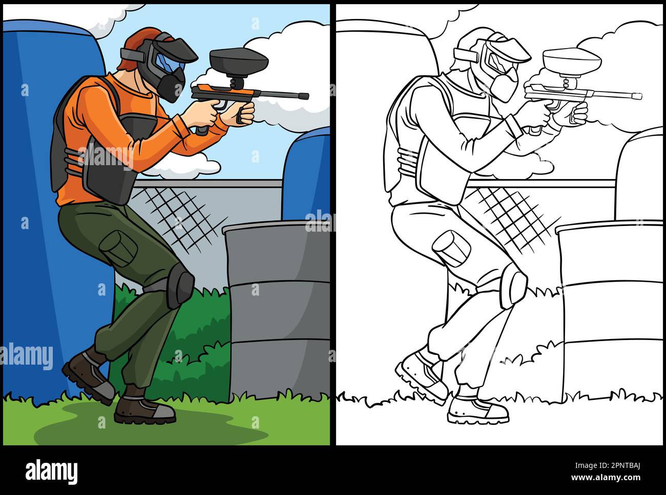 Paintballer Coloring Page Colored Illustration Stock Vector Image & Art ...