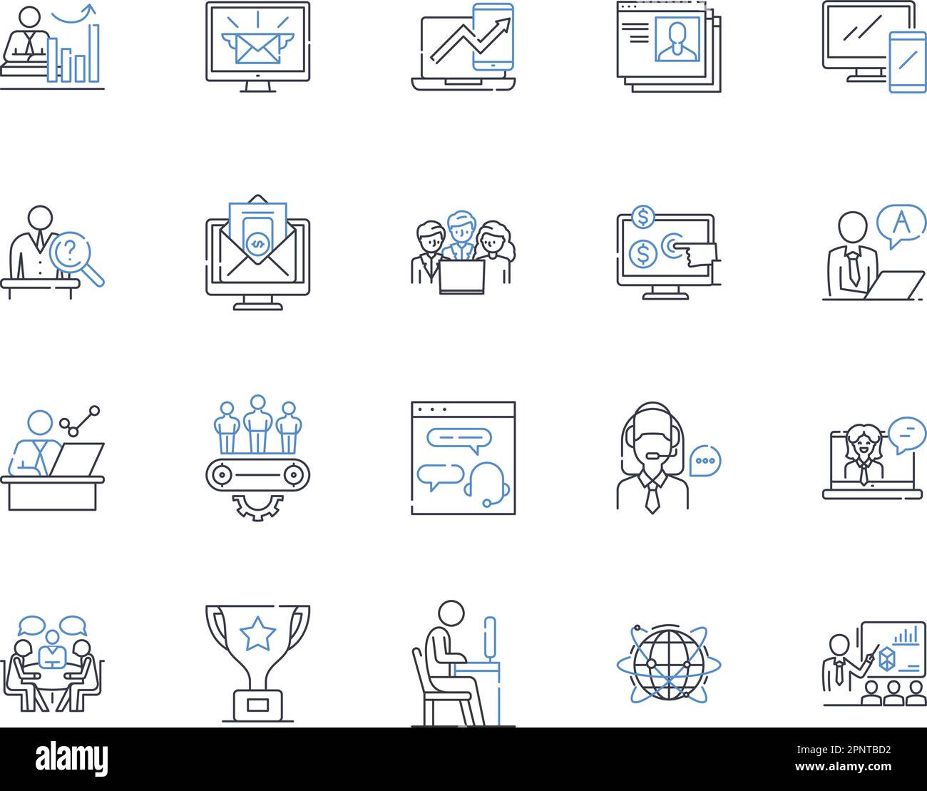 Institution workers line icons collection. Administration, Assistant ...