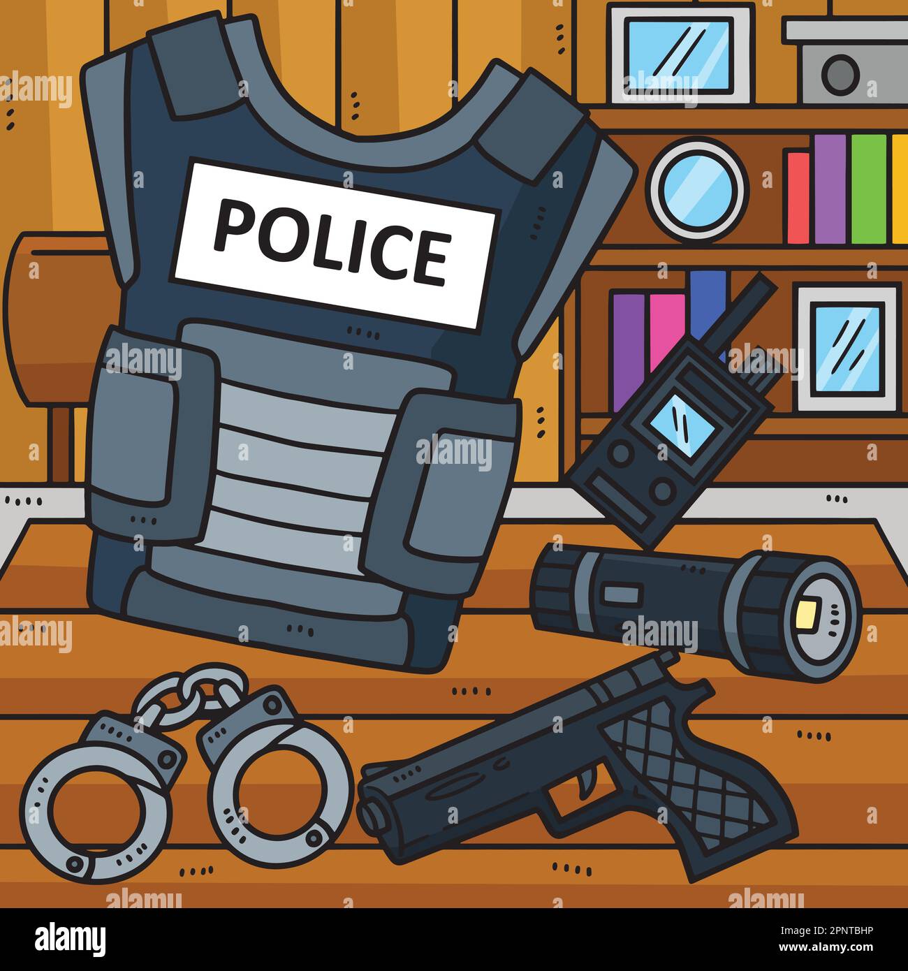 Police Officer Equipment Colored Cartoon Stock Vector Image & Art - Alamy