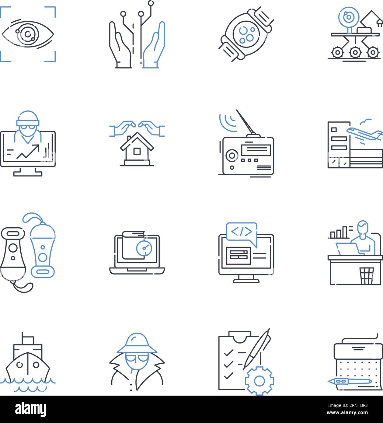 Cyber Gadgets Line Icons Collection Encryption Hacking Firewall