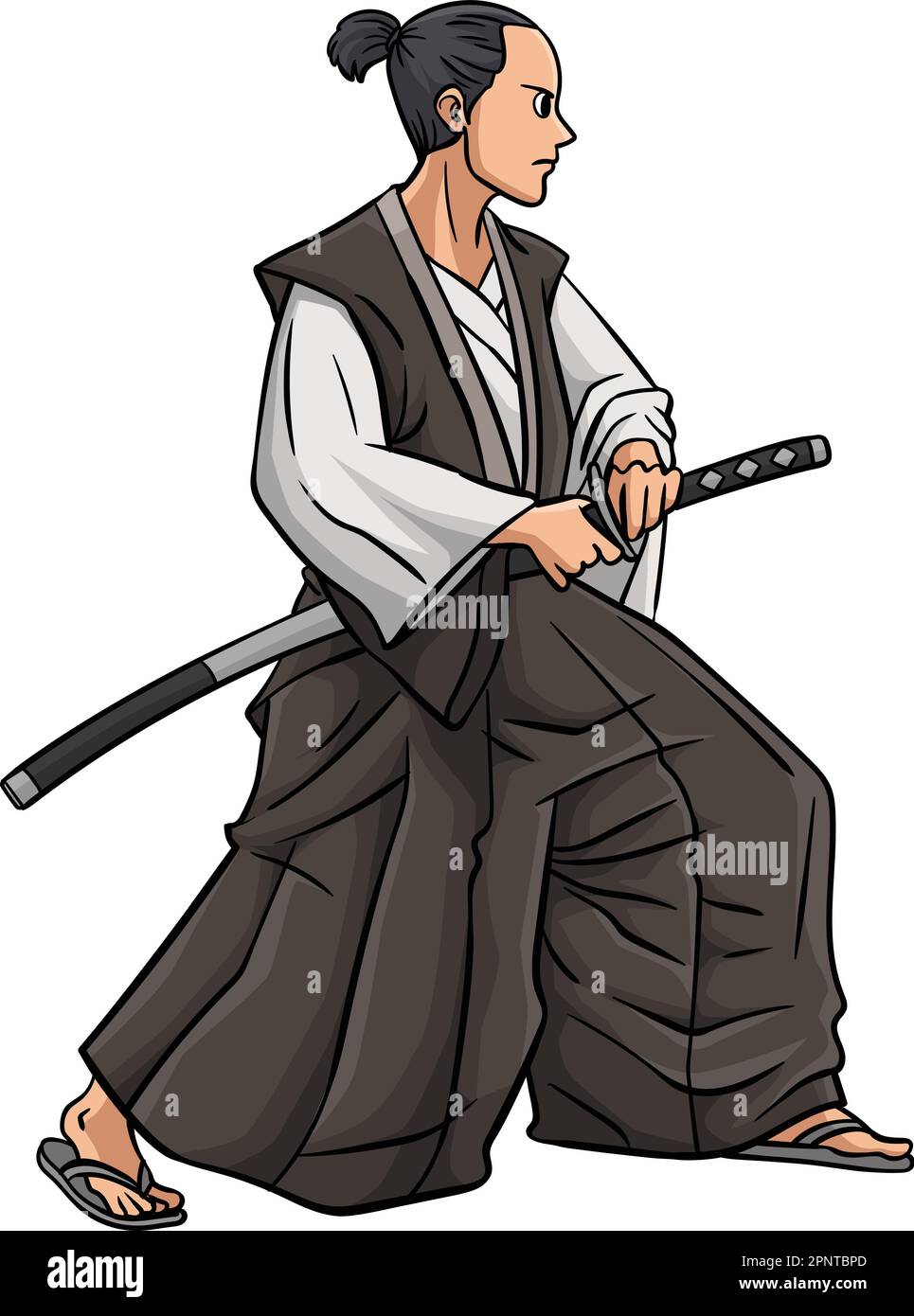 Samurai Sword Cartoon Colored Clipart Illustration Stock Vector Image ...