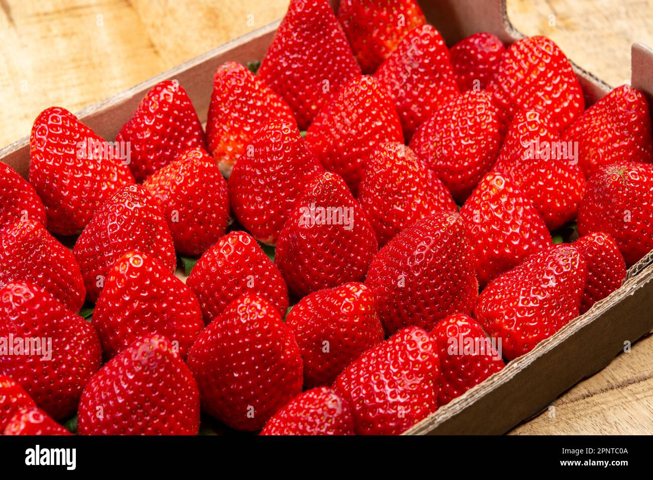New harvest, 1 kilogram paper box of ripe red sweet Spanish strawberry ...