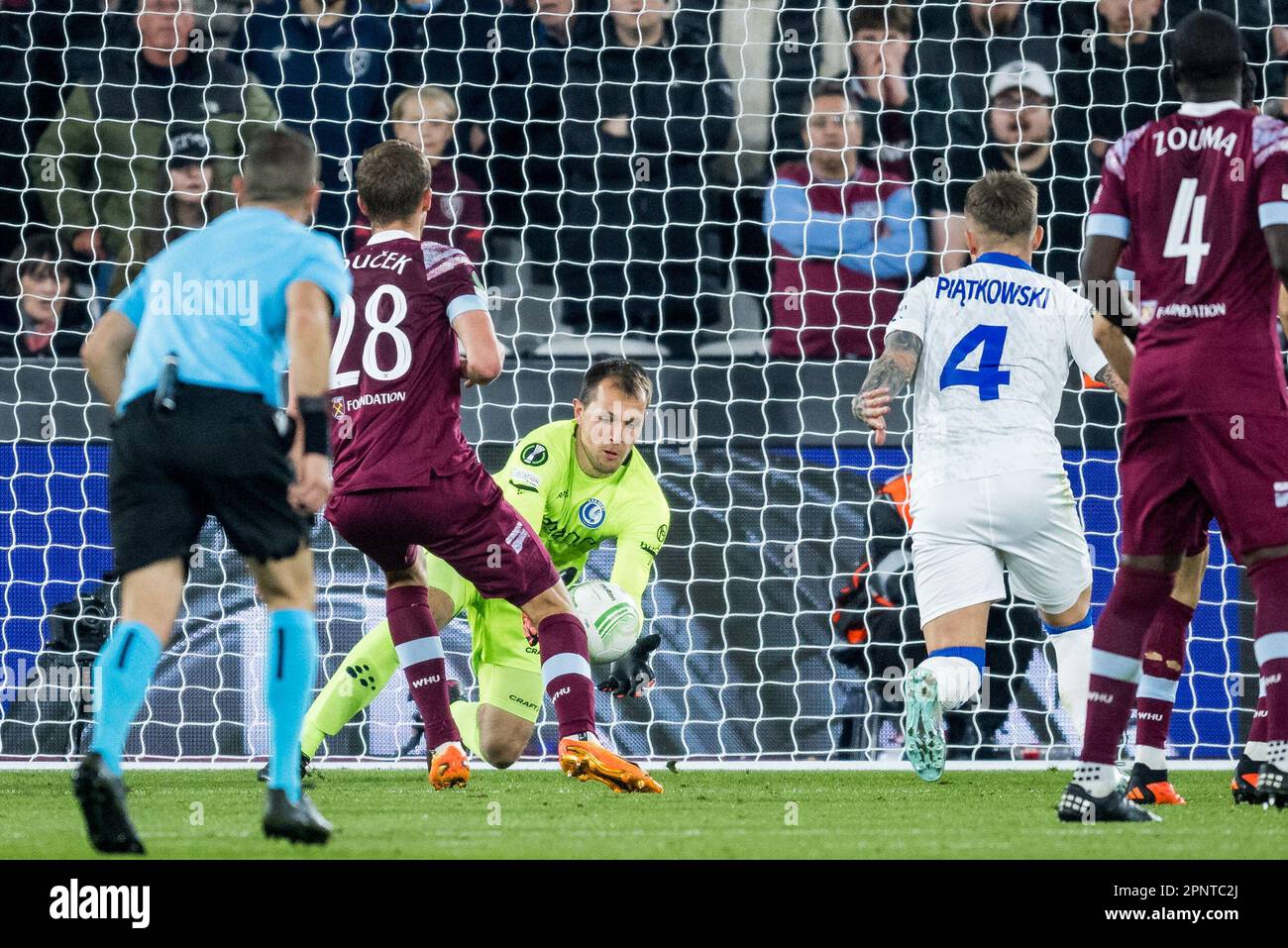 London, UK. 20th Apr, 2023. Gent's goalkeeper Davy Roef pictured in ...