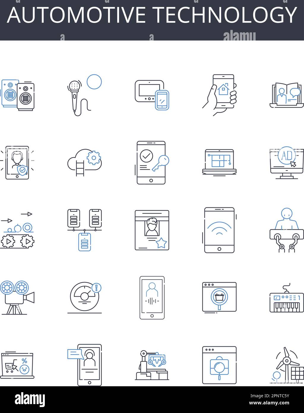 automotive technology line icons collection. Space travel, Information ...