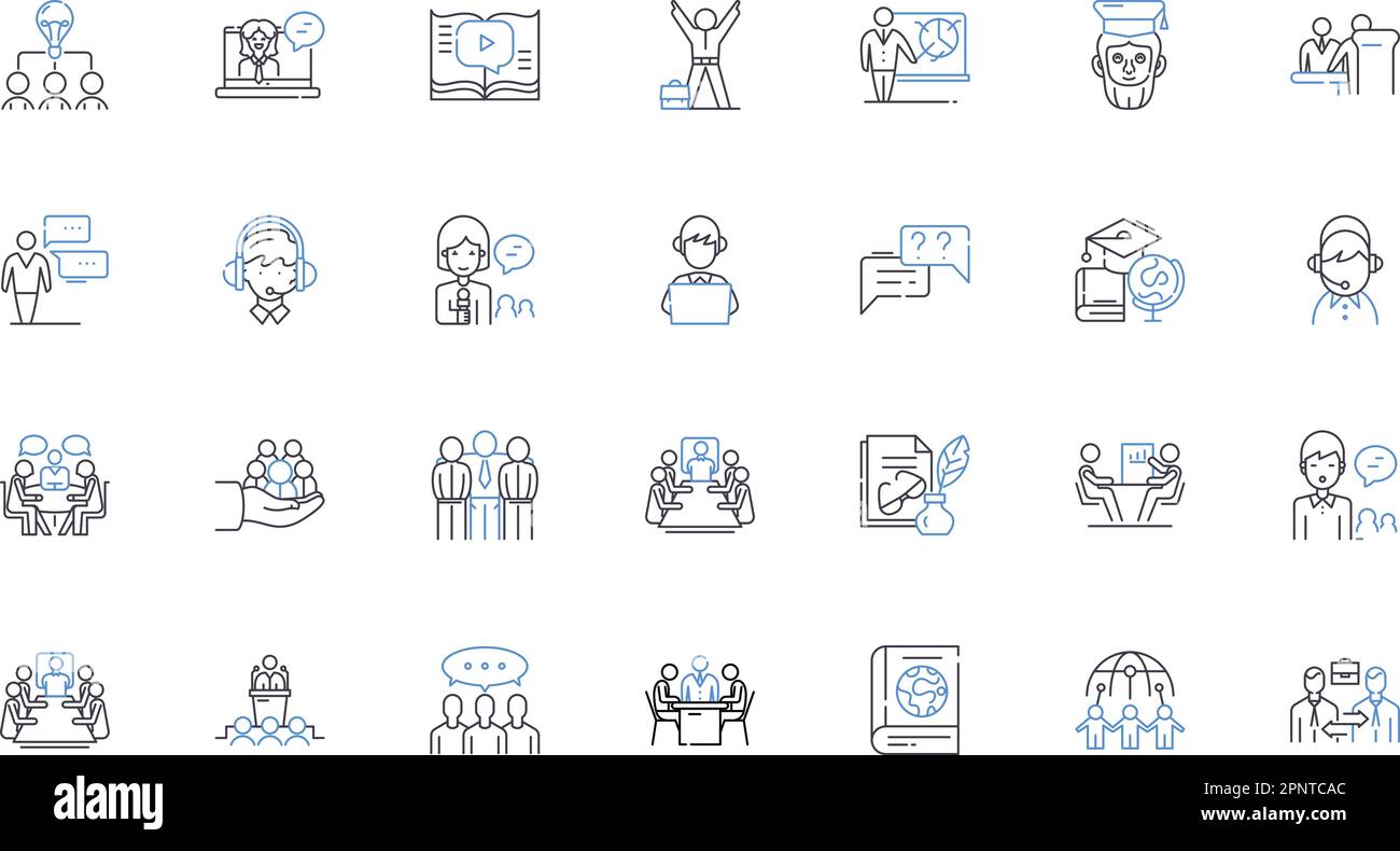 Guiding line icons collection. Leadership, Direction, Mentorship ...