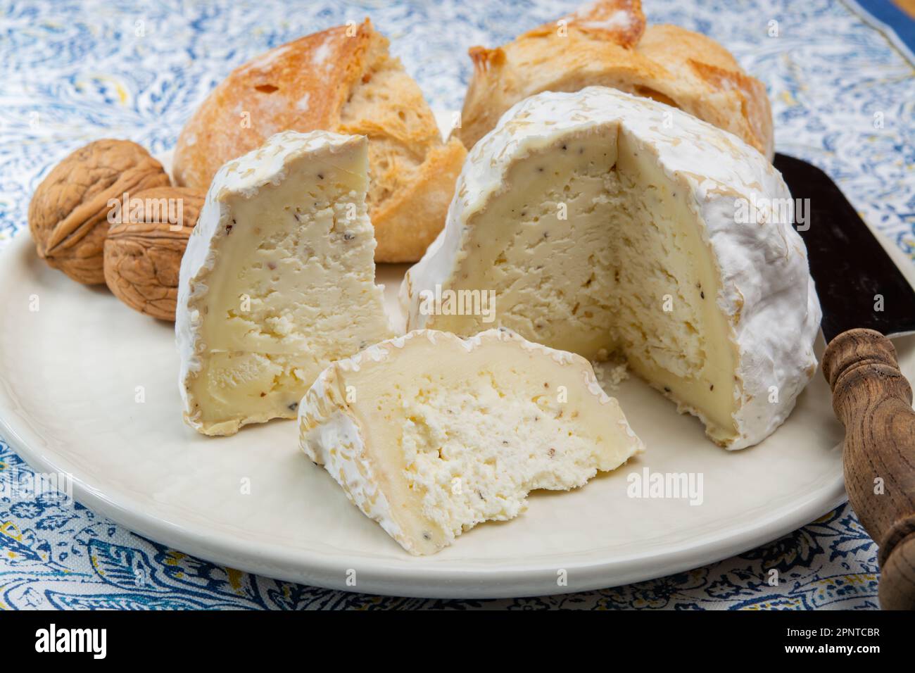 Cheese collection, soft cow French cheese with mold Gaperon artisanal ...