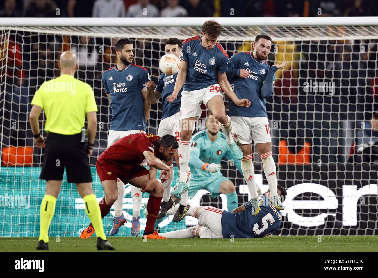 Rome, Italy. April 20, 2023. (lr) David Hancko of Feyenoord, Oussama ...