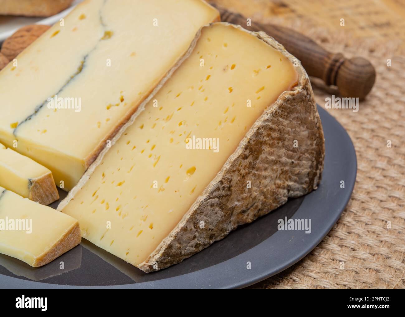 Cheese collection, French cheeses Morbier semi-soft cow milk cheese ...