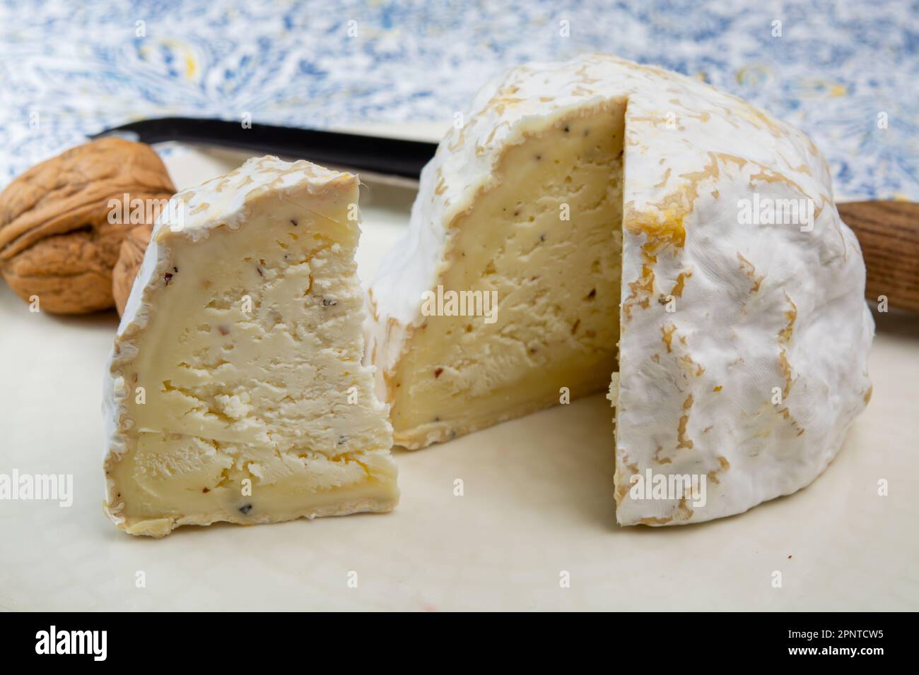 Cheese collection, soft cow French cheese with mold Gaperon artisanal ...