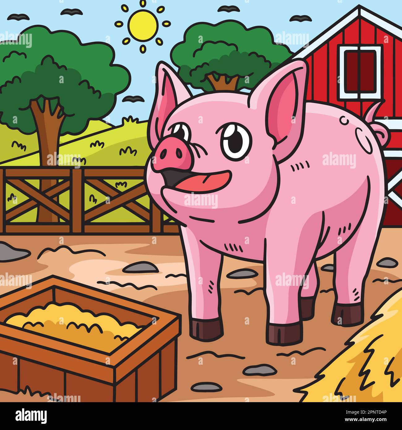 Pig Animal Colored Cartoon Illustration Stock Vector Image & Art - Alamy
